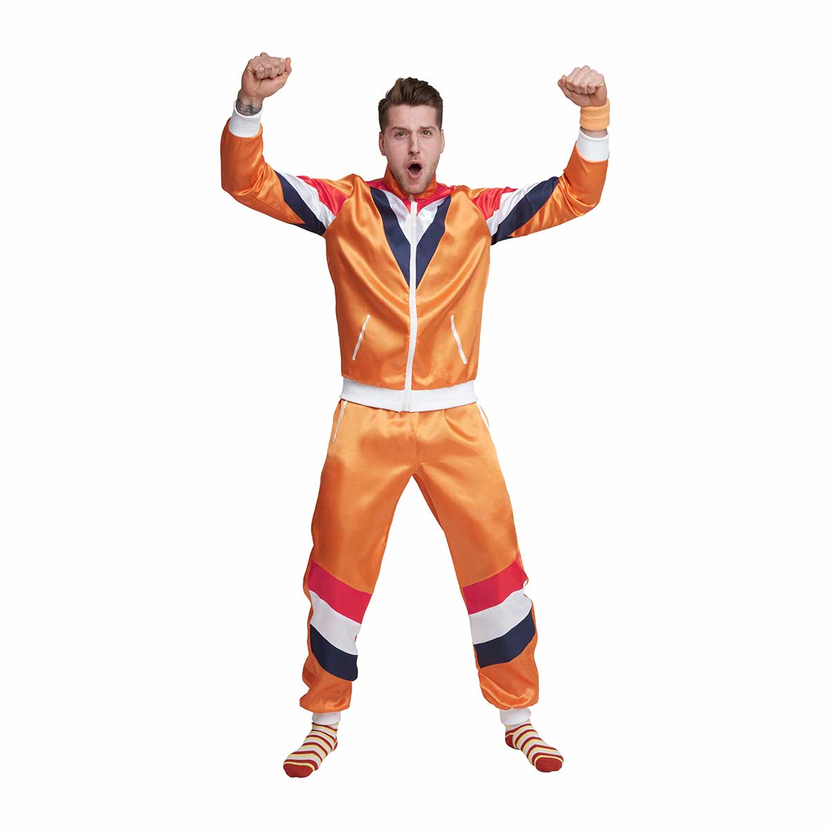 Foute trainingspak 80s kopen bij Partytrader? Kleur: holland oranje