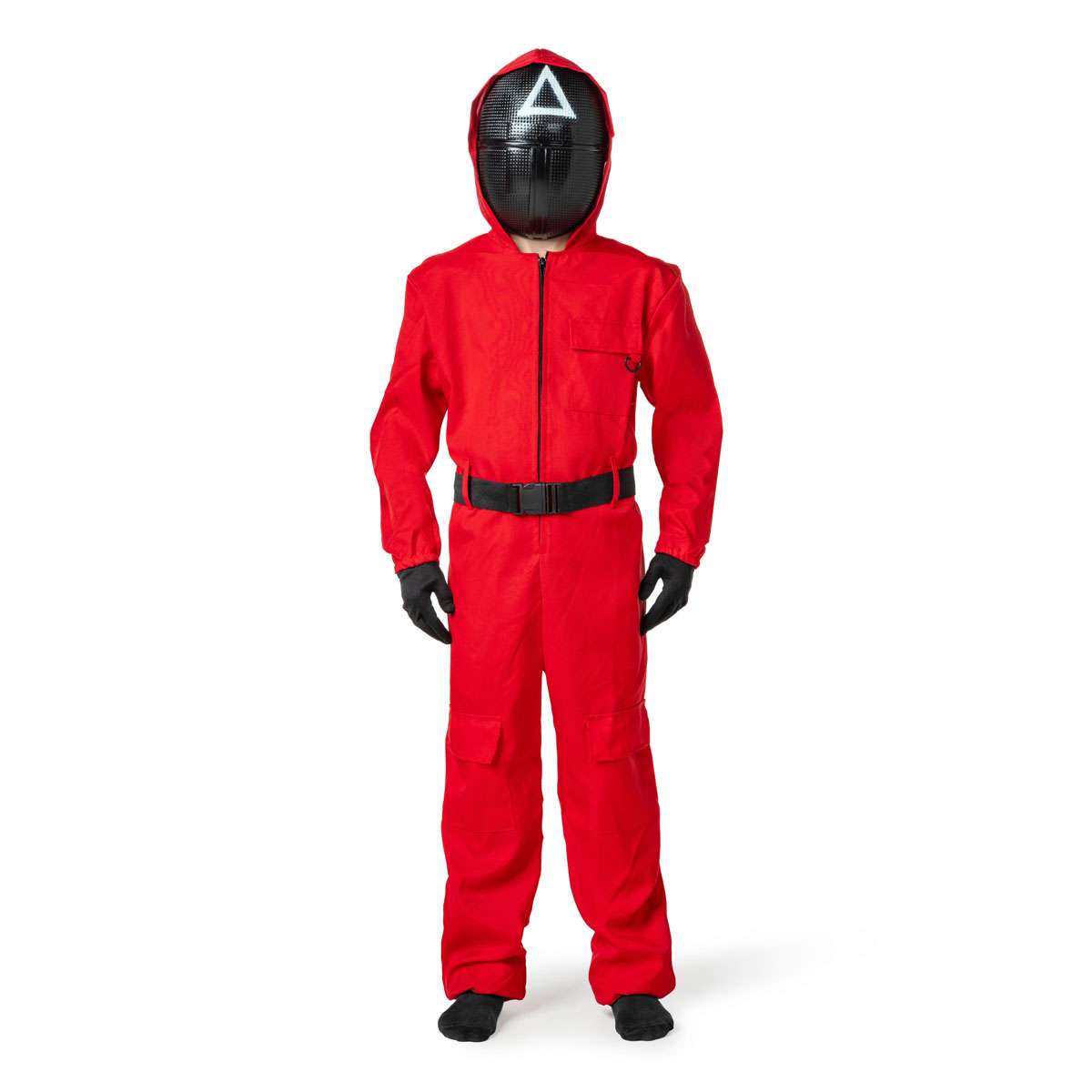 Kinder game Kostuum – Rood Pak met Masker, Handschoenen en Riem – Maat ...